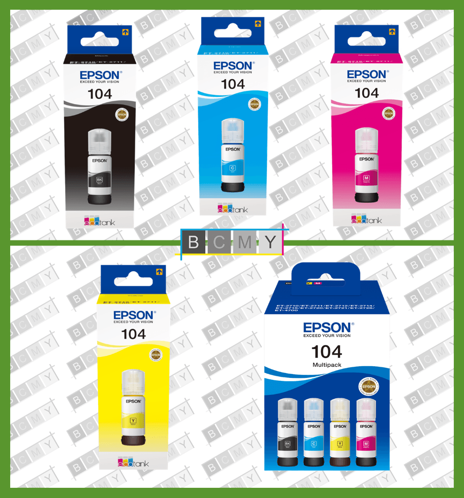 Genuine Epson 104 Ink Bottle Multipack (Black, Cyan, Magenta, Yellow ...